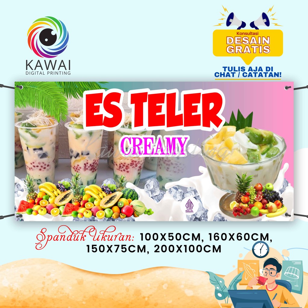 Jual Spanduk Banner MMT Es Teler Creamy New Rekuest 200x100 Cm | Shopee ...
