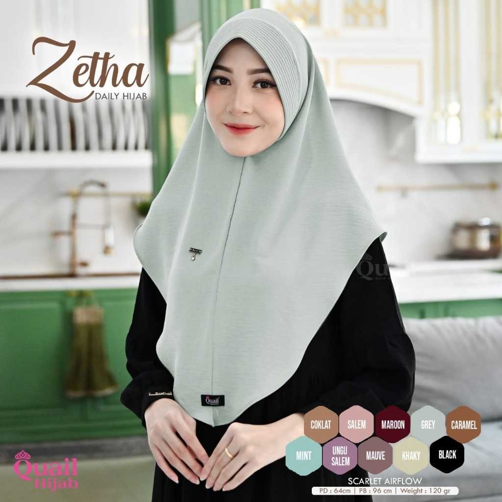 Jual Zetha Jilbab Khimar Original Quail Hijab Wanita Scarlet Airflow ...