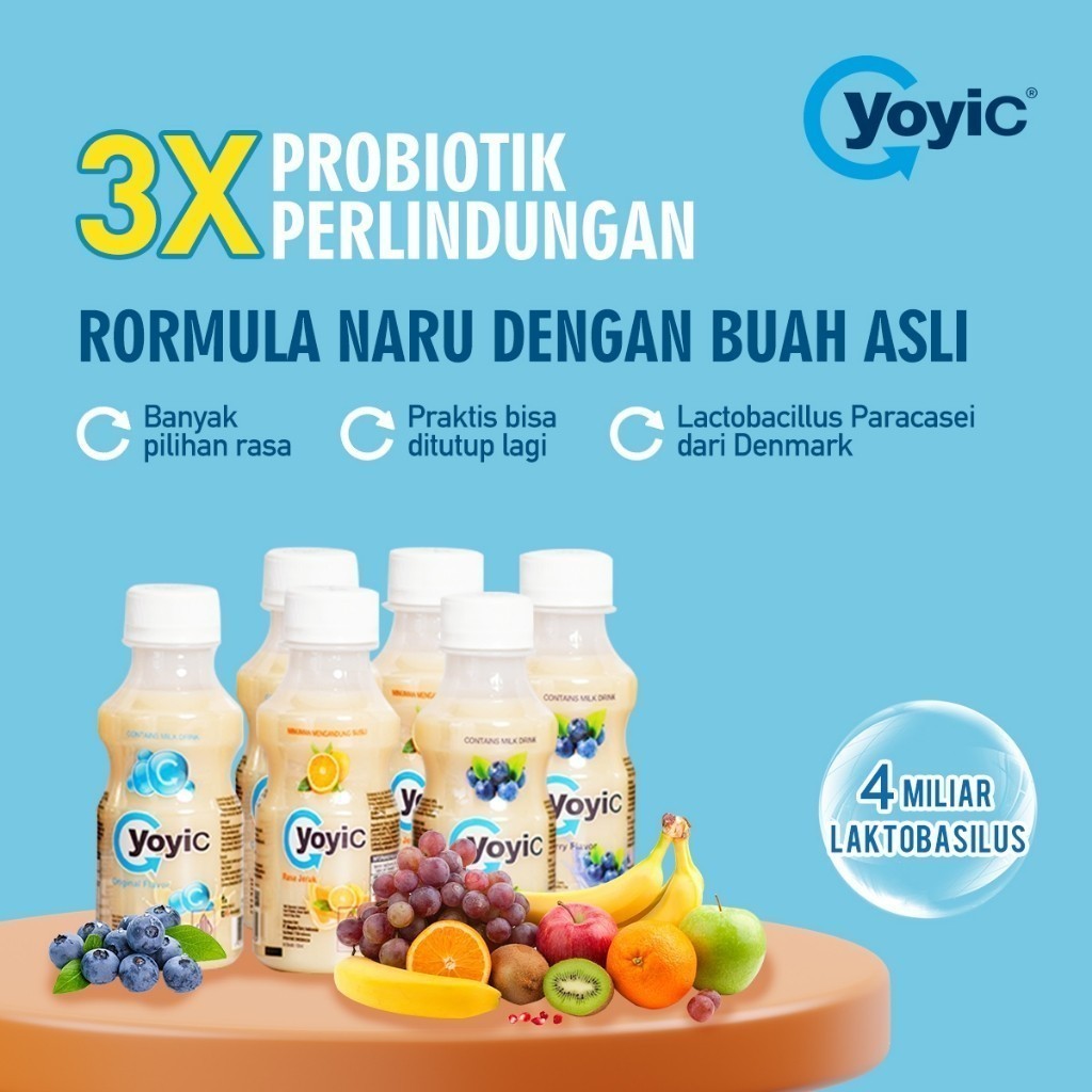 Jual YOYIC MINUMAN SUSU FERMENTASI RASA ORIGINAL, BLUEBERRY, STRAWBERY ...