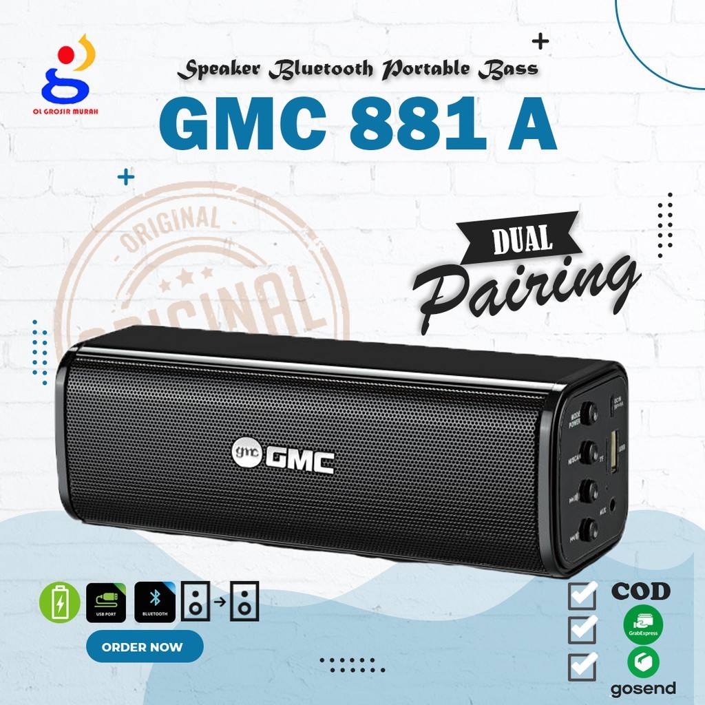 Jual Speaker Portable Pemutar Musik Multimedia GMC 881A Bluetooth USB FM 15W RMS | Shopee Indonesia