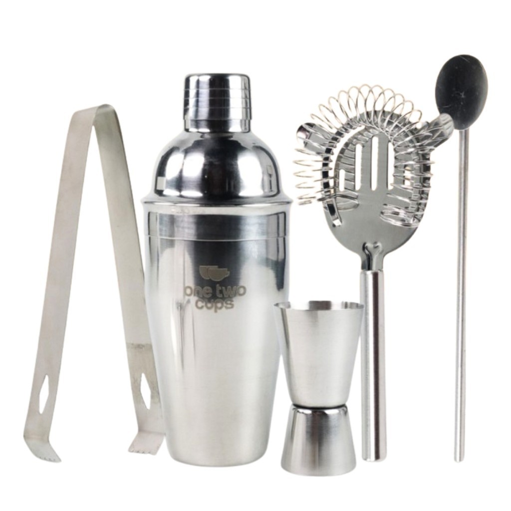 Jual Bartender Cobbler Cocktail Shaker Jigger Set 5in1 350ml | Shopee ...