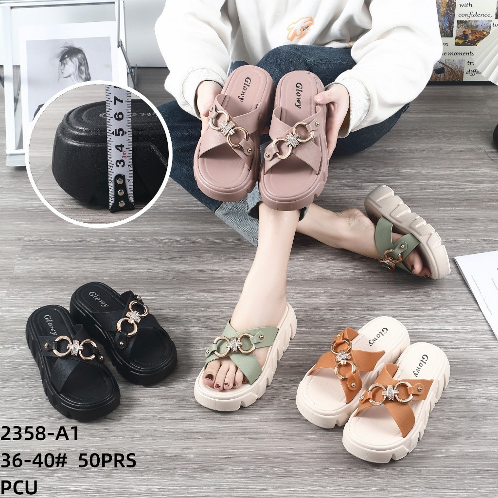 Jual Sandal Slop Wanita Tebal Ban 2 Gaurika PCU Winola Collection WNL 2358-A1/2/3 | Shopee Indonesia
