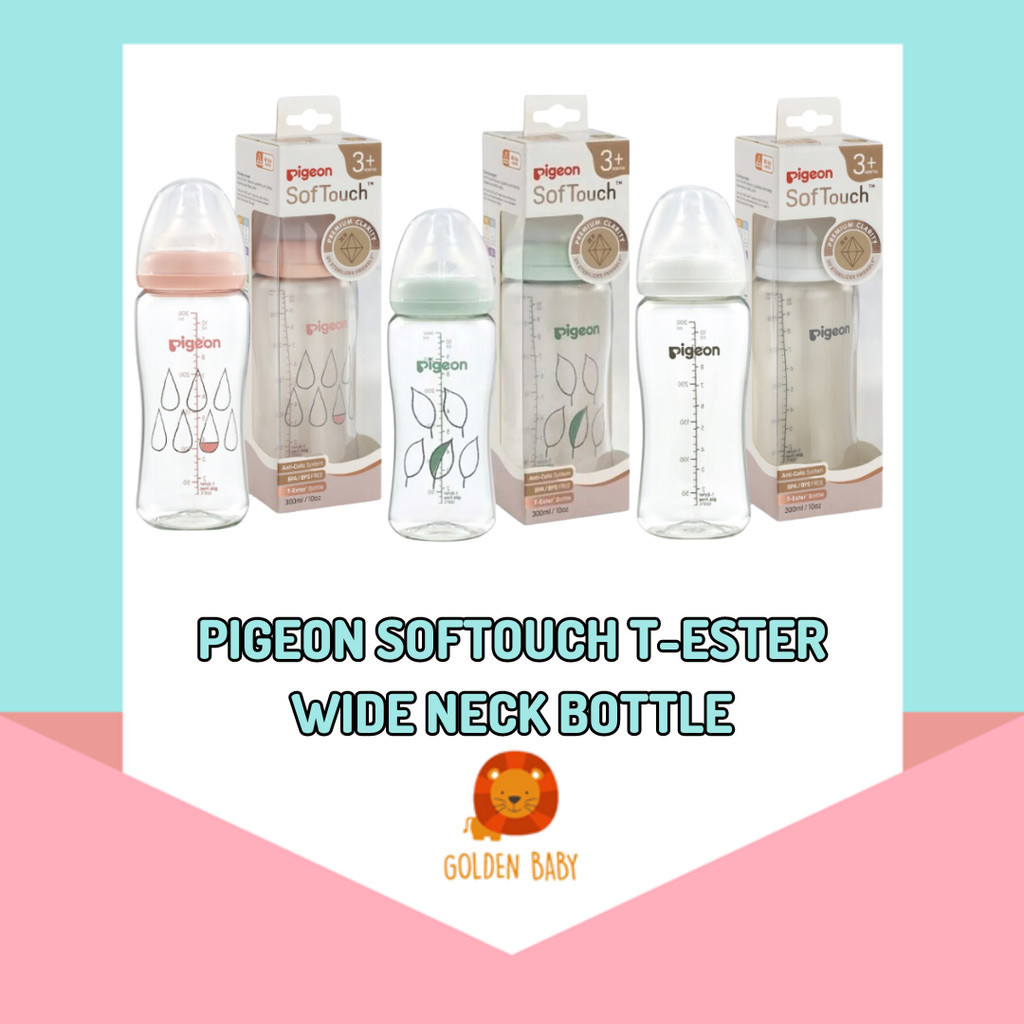 Jual PIGEON Botol T-Ester Wide Neck 300ml P-Plus Nipple | Botol Susu Bayi | Shopee Indonesia