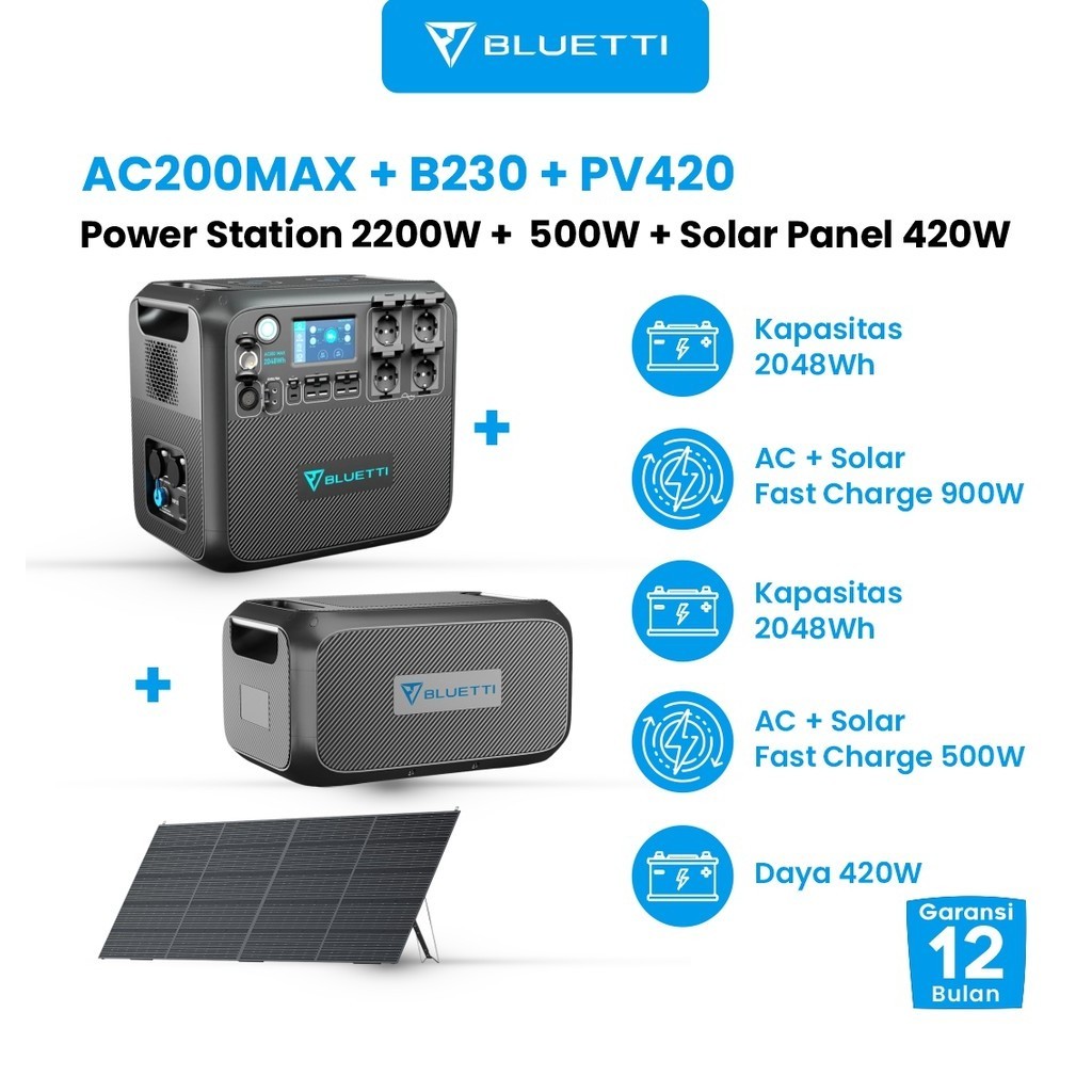 Jual Paket Hemat Bluetti AC200MAX Expandable Power Station 2200W ...