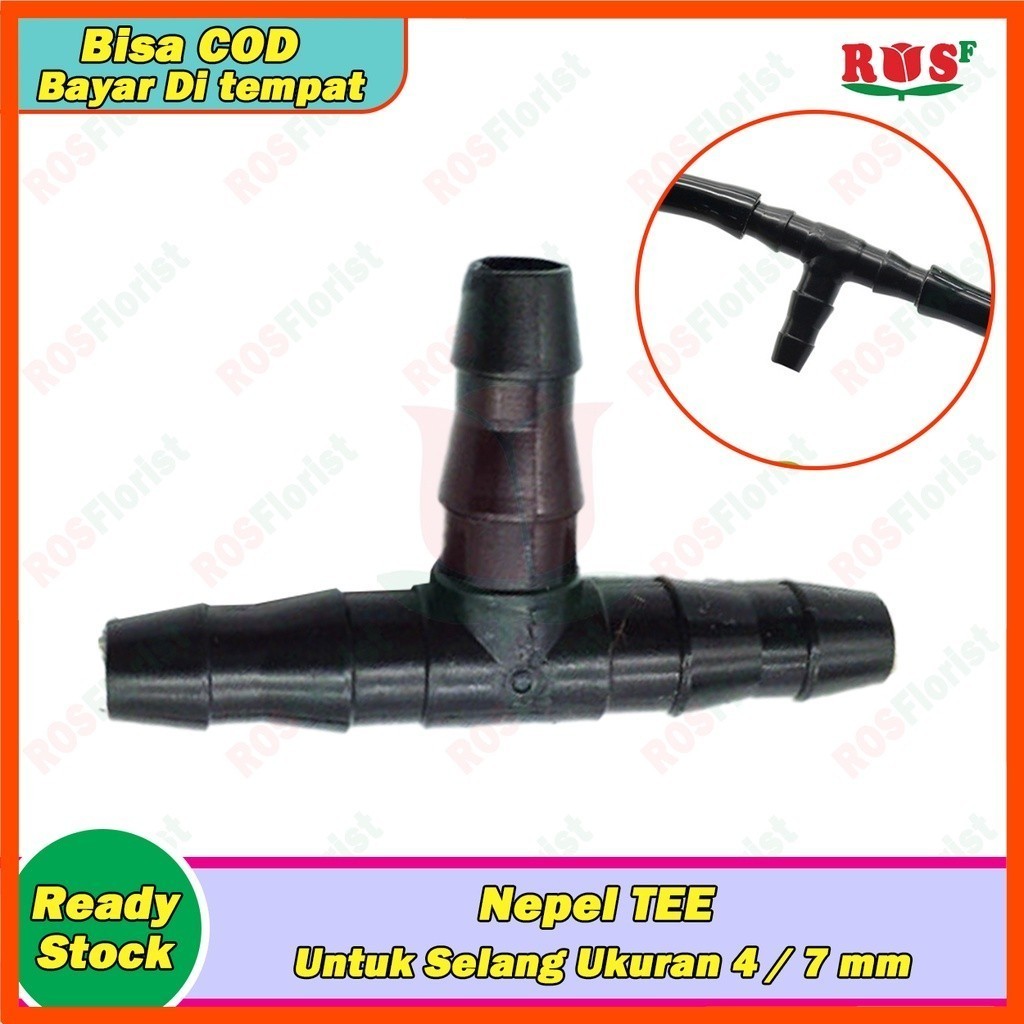 Jual RF- Nepel TEE Selang PE 4 x 7 mm Konektor Tusuk 3 Arah Sambungan ...