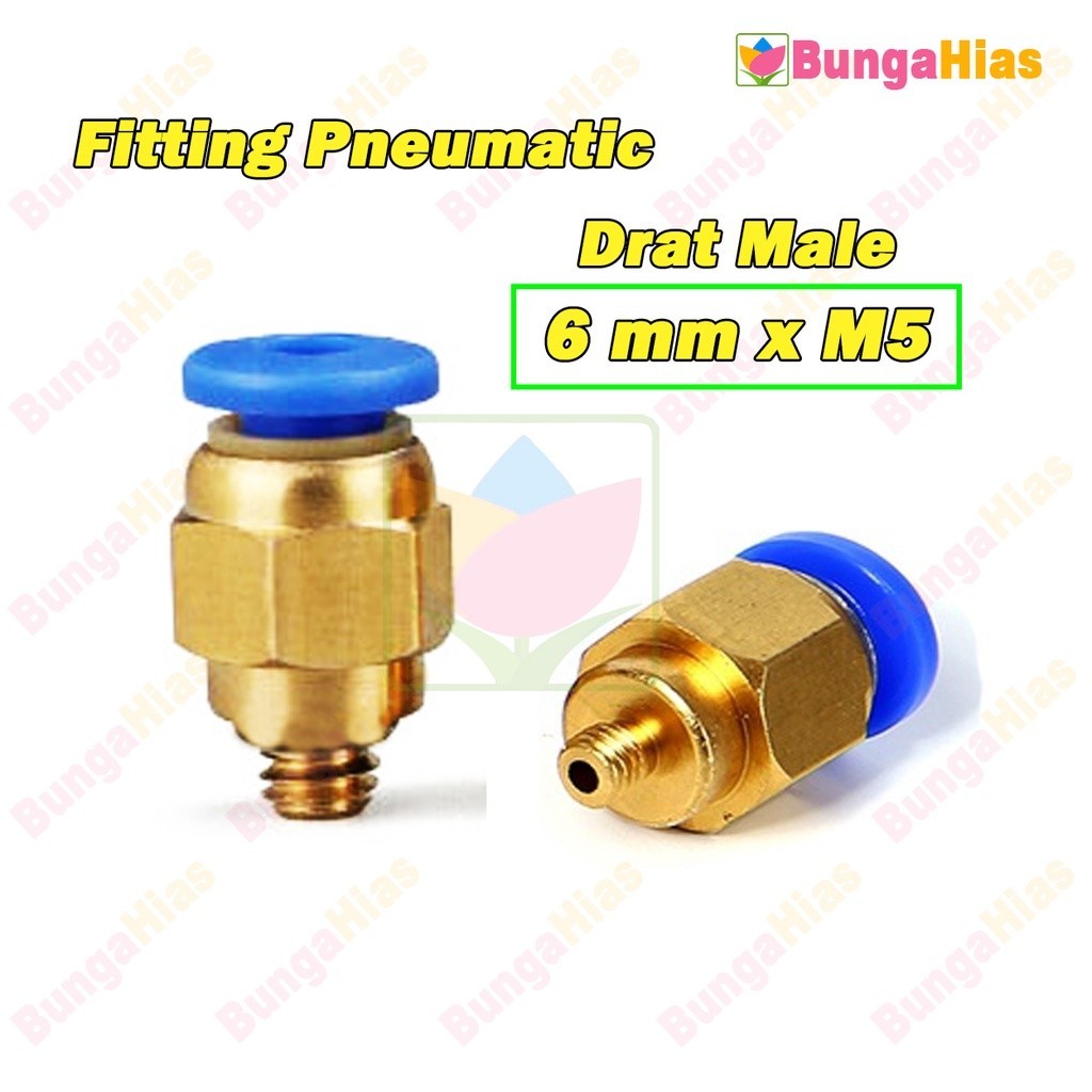 Jual Fitting Pneumatic 6 mm x M5 Male Drat Slip Lock Konektor Selang ...