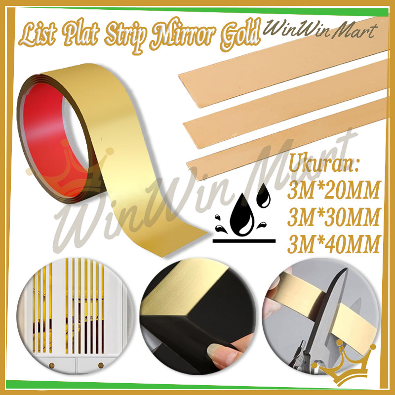Jual List Plat Strip Mirror Gold/Sticker Pembatas Nat Keramik/List Plat ...