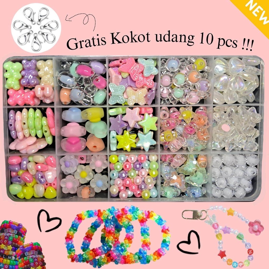 Jual DIY manik manik 1 set kotak/manik manik serok 1 set kotak/DIY ...