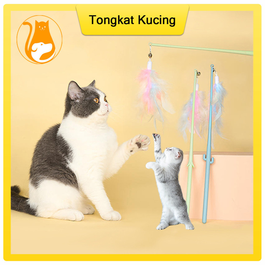Jual Hugopet Mainan Kucing Bulu Tongkat Lonceng Bulu Kucing Cat Teaser ...