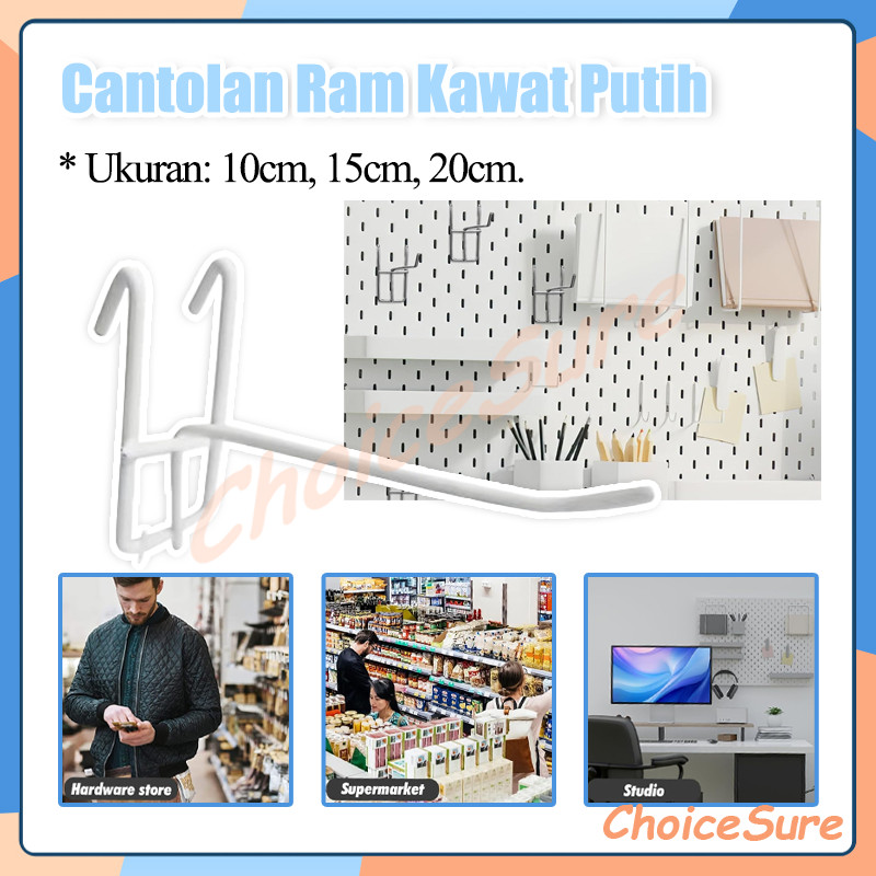 Jual Kaitan Hook Ram Display 10cm / Putih cantolan Ram display kawat ...