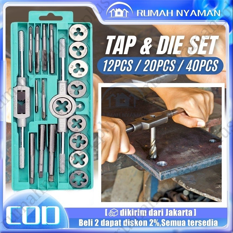 Jual Tap die set 12 /20 /40 pcs alat snai dan tap ulir dart mur baut ...