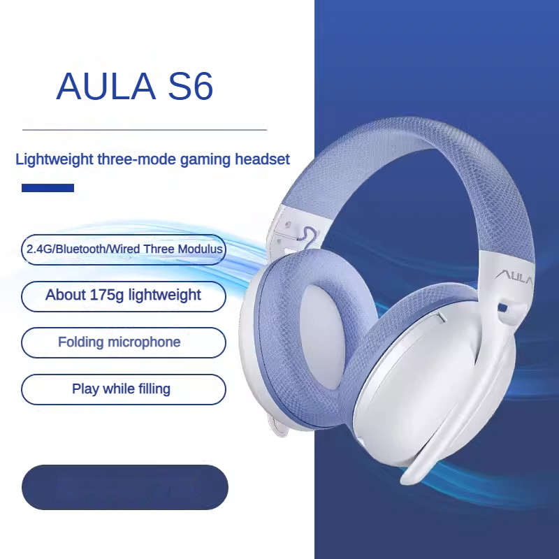 Jual AULA S6 Wireless Bluetooth Head-mounted Headhpone with Microphone ...