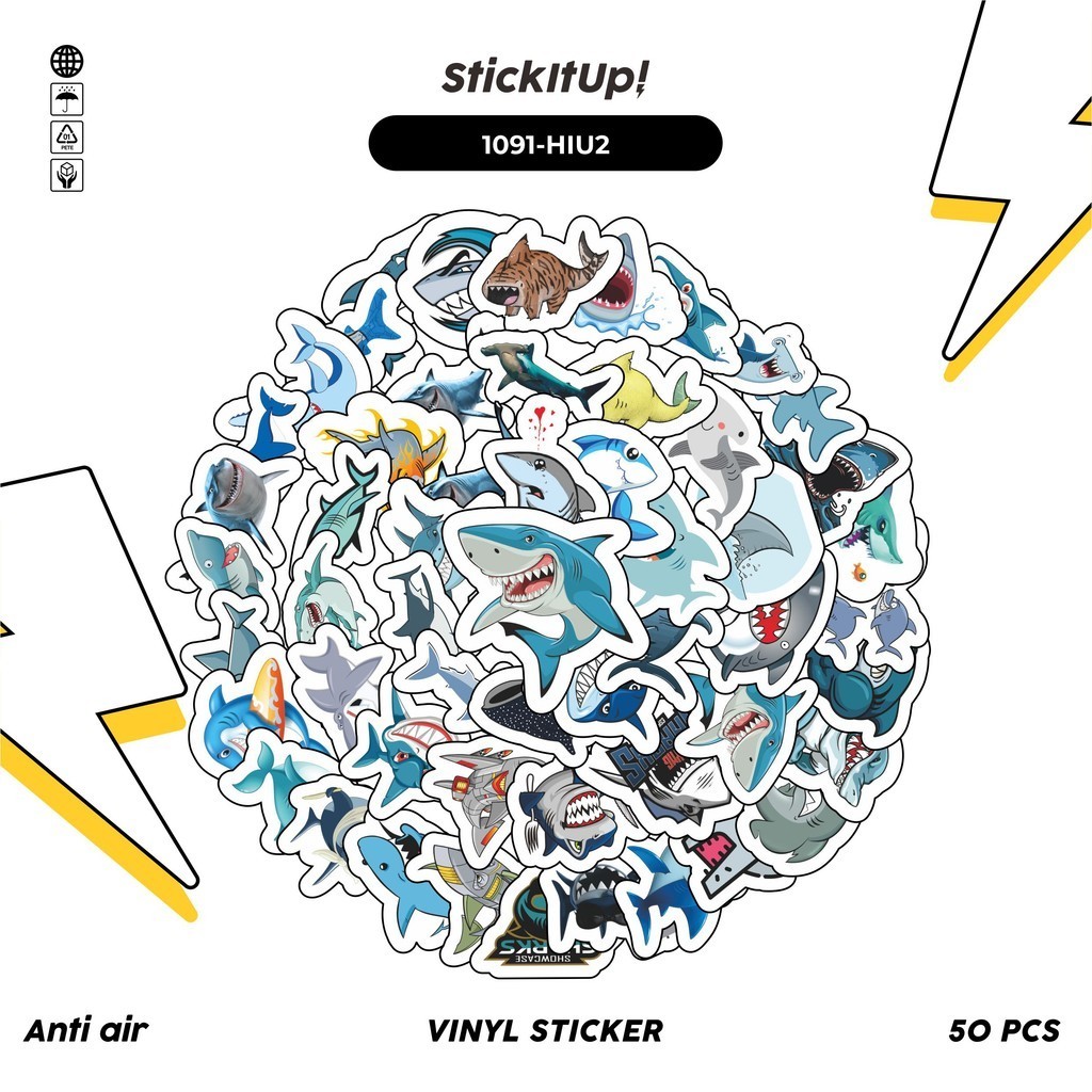 Jual COD 100 Pcs Stiker Pack Shark Hiu V3 Lucu Lucu Aesthetic Vynil ...
