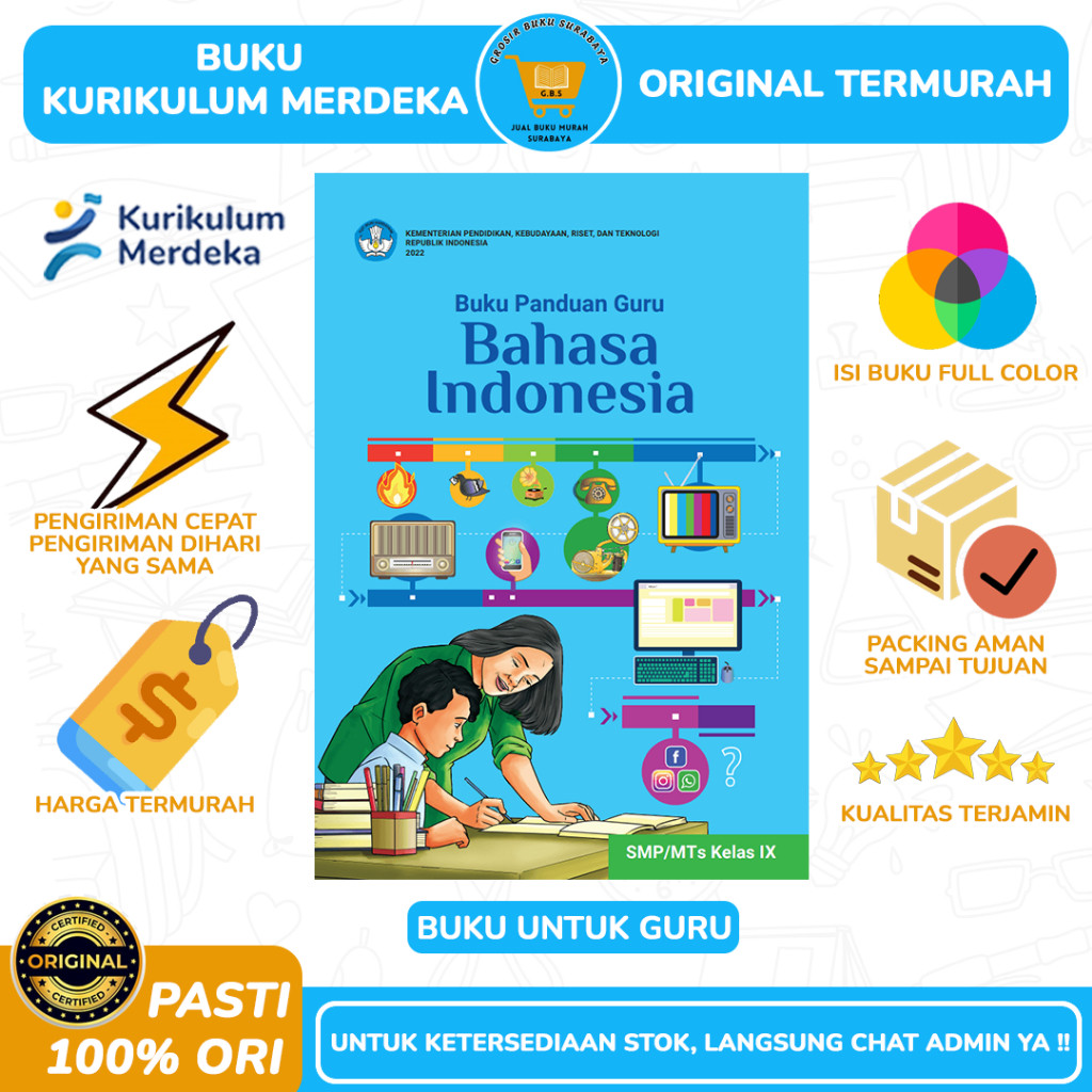 Jual Buku Panduan Guru Bahasa Indonesia Kelas 9 SMP - Buku Paket Kumer - Kurikulum Merdeka ...
