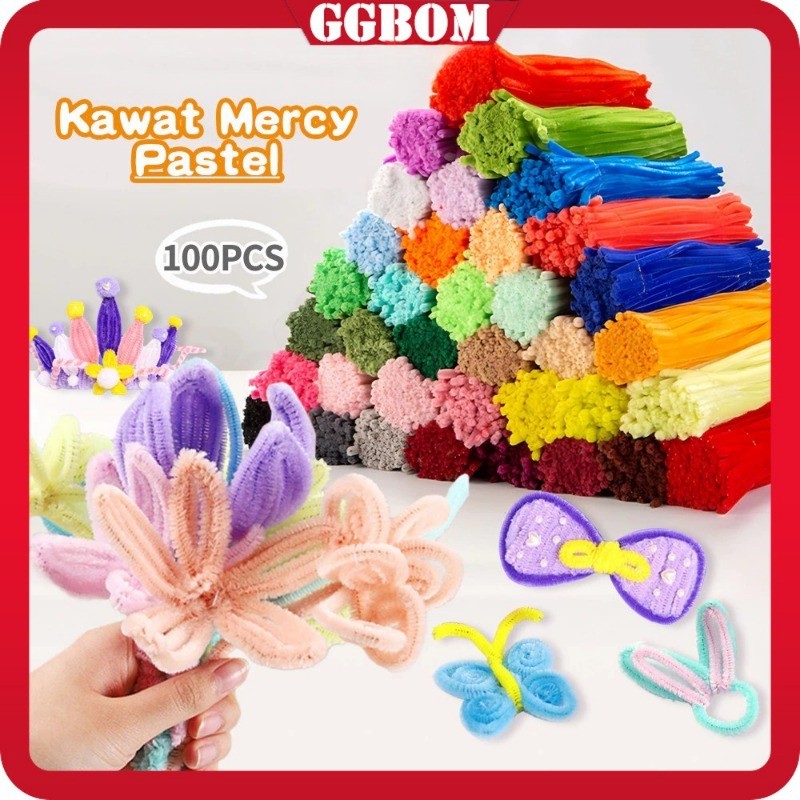 Jual grosir 100Pcs/30cm Kawat Bulu Mercy Pastel Rainbow Mix 30Cm ...