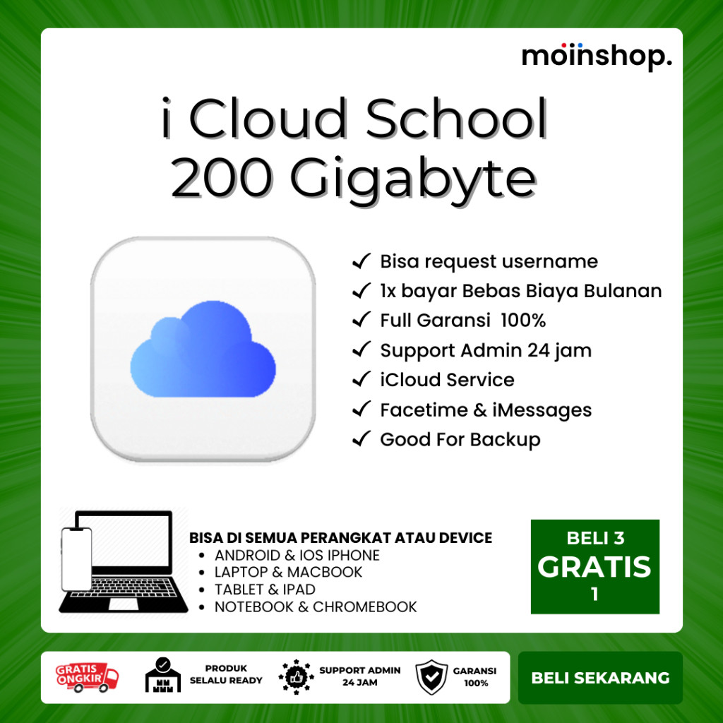 Jual iCloud 200GB Lifetime License School Resmi Legal Original Bergaransi | Shopee Indonesia