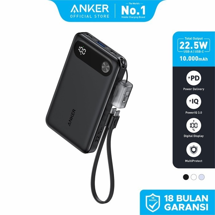 Jual Anker Powercore Powerbank 10000mAh LED Display 22.5W 20W PD 3 Port USB Type A/C A1257 ...