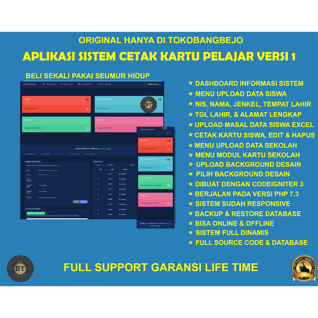 Jual APLIKASI WEB SOURCE CODE CETAK KARTU PELAJAR SISWA GARANSI SEUMUR HIDUP DIBUAT DENGAN ...