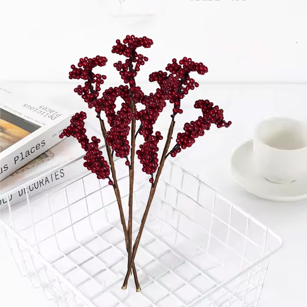 Jual Cerry Artificial Merah Maroon Tangkai Panjang Cabang 6 / Bunga ...