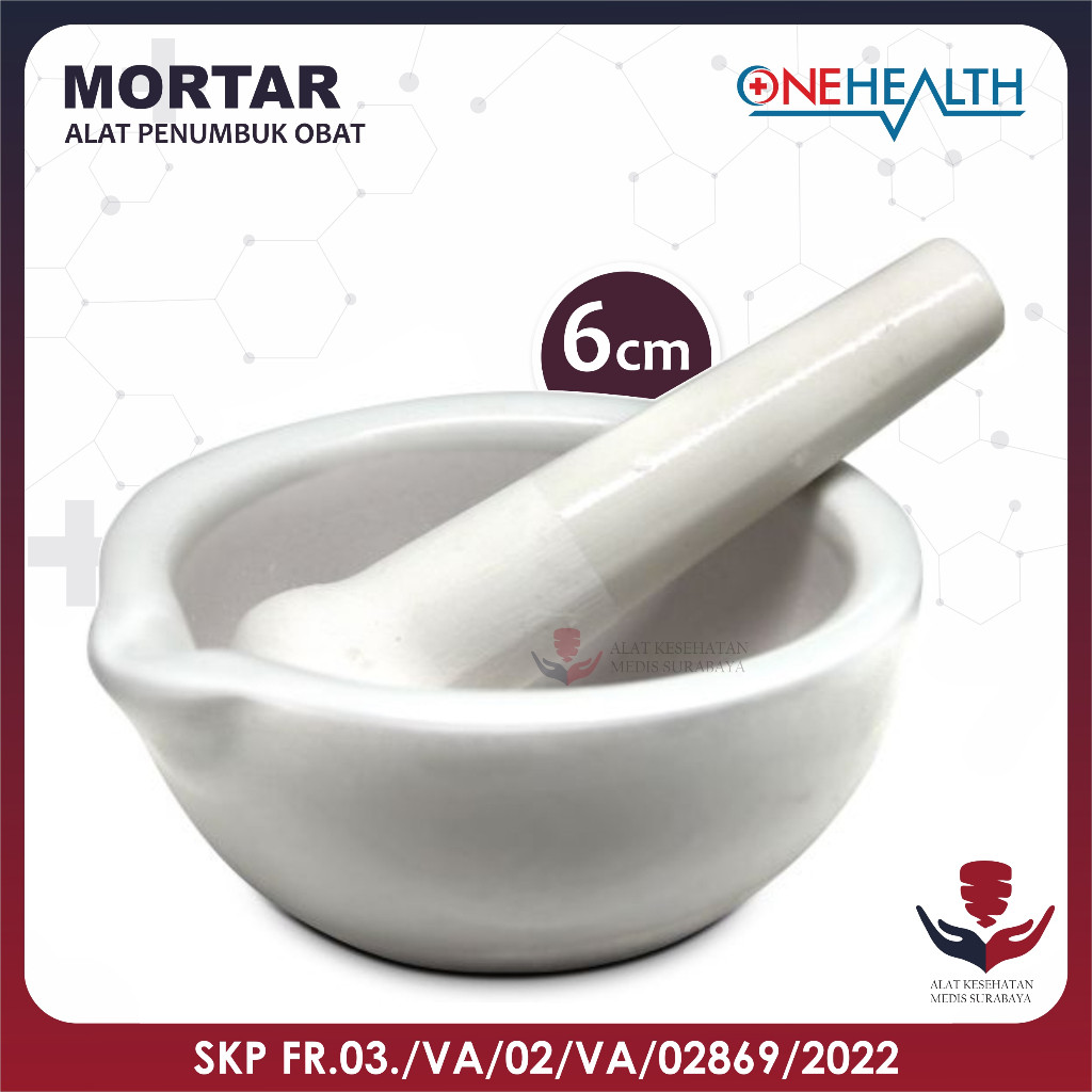 Jual OneHealth Mortar 6cm Lumpang Alat Penumbuk Pengerus Obat Porselen ...