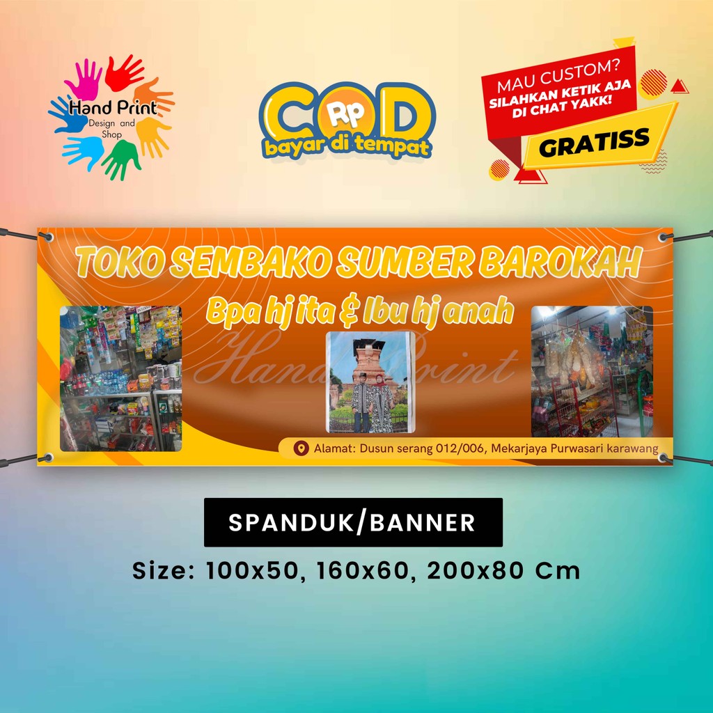 Jual Cetak Spanduk Banner Toko Sembako Oren MMT Spanduk Custom 200x80 | Shopee Indonesia