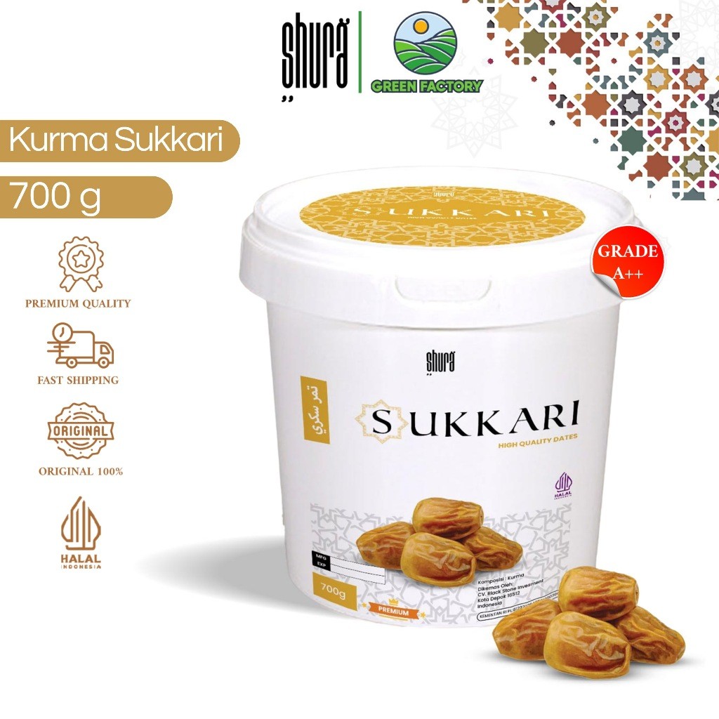 Jual Shura Kurma Sukkari Ember 700g Dates Sukari Premium Original High ...