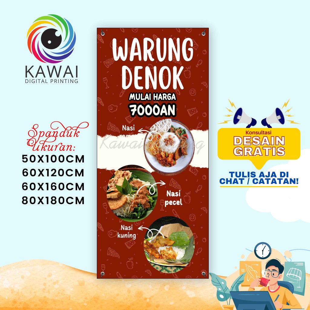 Jual Spanduk Banner MMT Warung Nasi Merah Tua Ukuran 60x160 | Shopee ...
