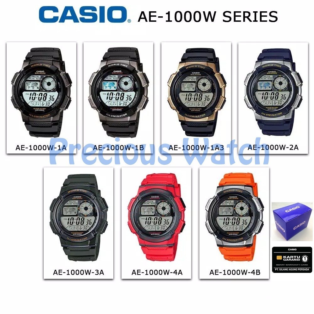 Jual BUKAN BM !!! Casio Original AE1000 / AE-1000W / AE-1000W-1A Jam Tangan Pria Digital Karet ...
