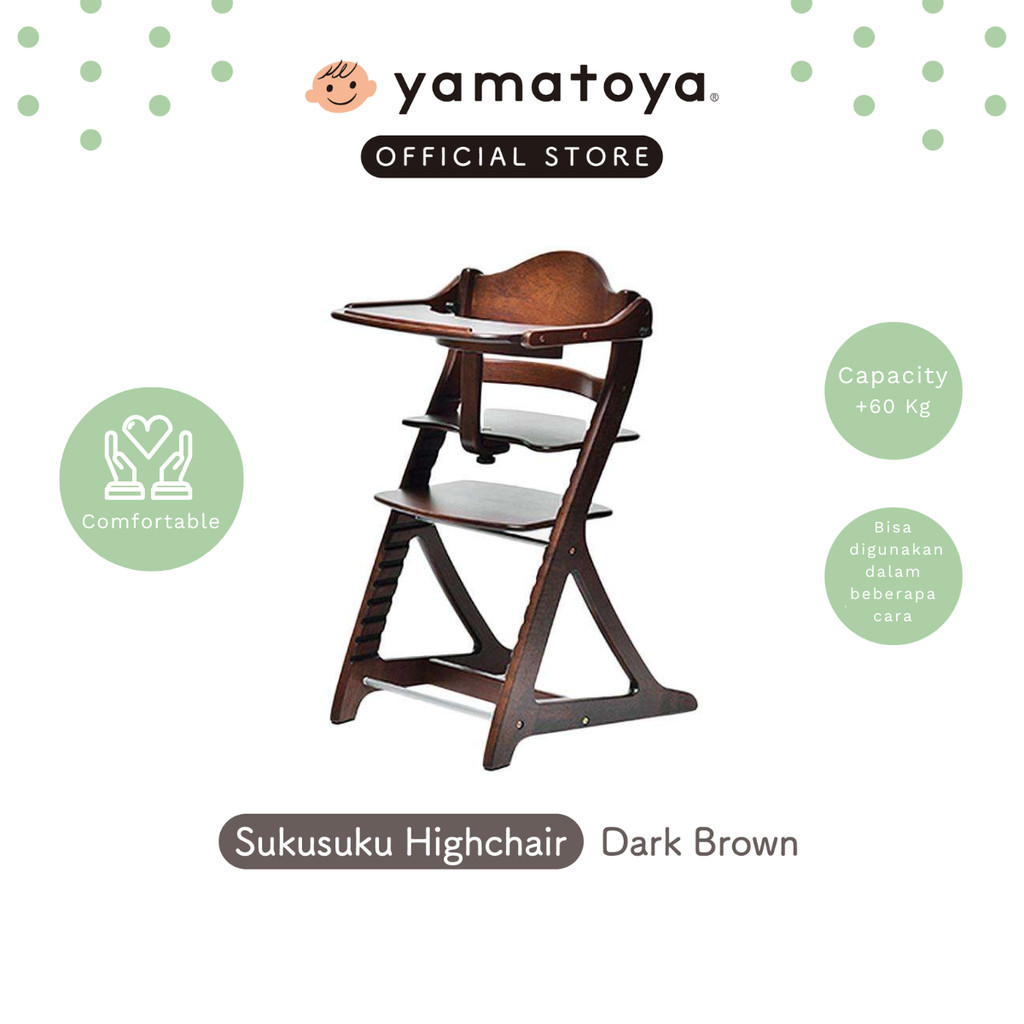 Jual Yamatoya Sukusuku Highchair Dark Brown - Kursi Makan Bayi | Shopee Indonesia