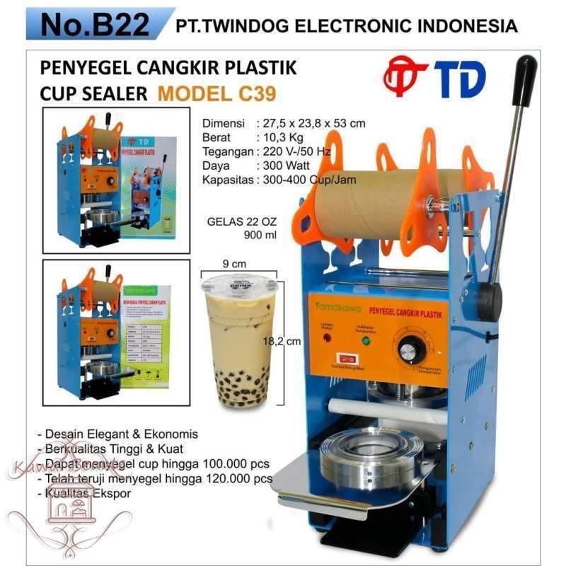 Jual Mesin cup Sealer c39 Gelas 900ML jumbo BS untuk cup gelas 12oz ...