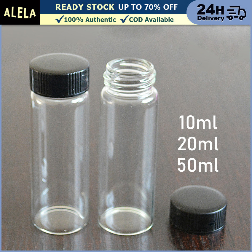 Jual 5 Pcs Botol Kaca Vial Tester Sample Botol Bening Tutup Ulir 10 20 ...