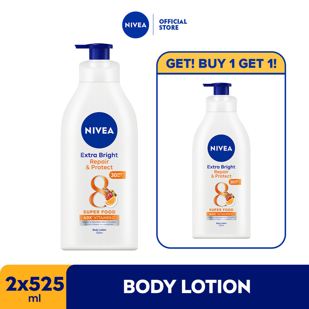 Jual [Buy1Get1] NIVEA Body Lotion Extra Bright Repair & Protect SPF30 525ml | Shopee Indonesia