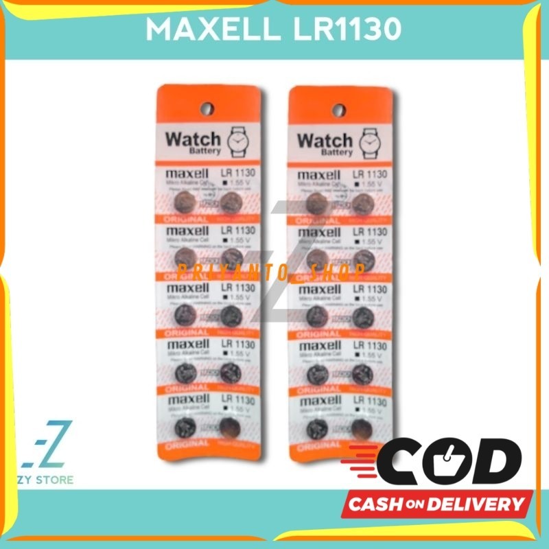 Jual Baterai Maxell LR1130 AG10 L1131F Batrai LR 1130 Isi 10 Pcs Perlembar | Shopee Indonesia
