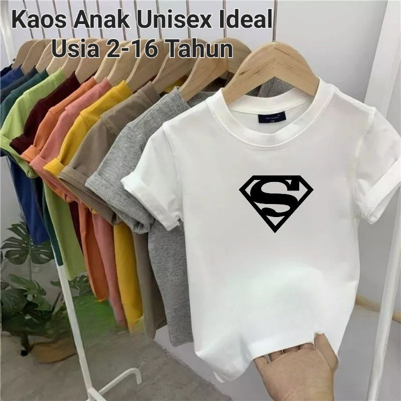 Jual Kaos Anak Superman Ideal Usia 2-10 Unisex Cewek Cowok Pakaian Anak Anak Oblong Anak Unisex ...
