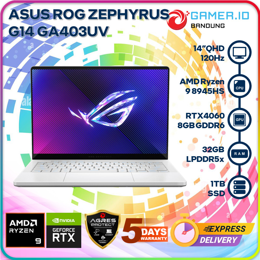 Jual ASUS ROG ZEPHYRUS G14 GA403UV RYZEN 9 8945HS RTX4060 32GB 1TB 14 ...