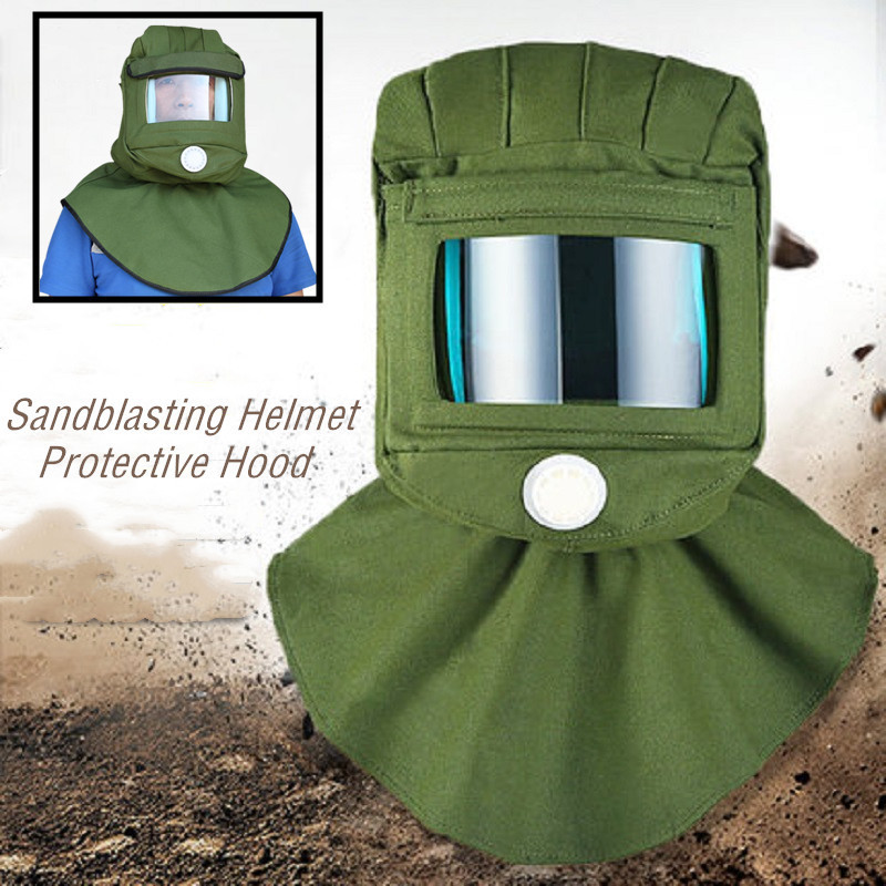 Jual Safety Sandblasting Hood Helmet Mask Full-face Large Viewing Glass ...