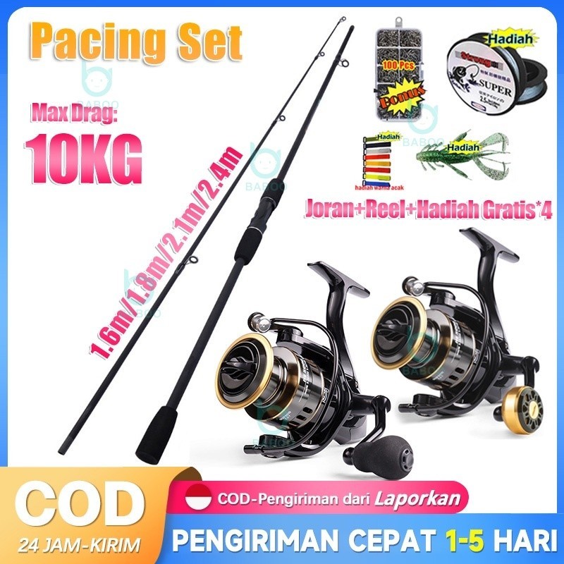 Jual Spinning Fishing Rod 1.6M/1.8M/2.1M/2.4M Joran Pancing 1 Set Reel Pancing Gulungan Pancing ...