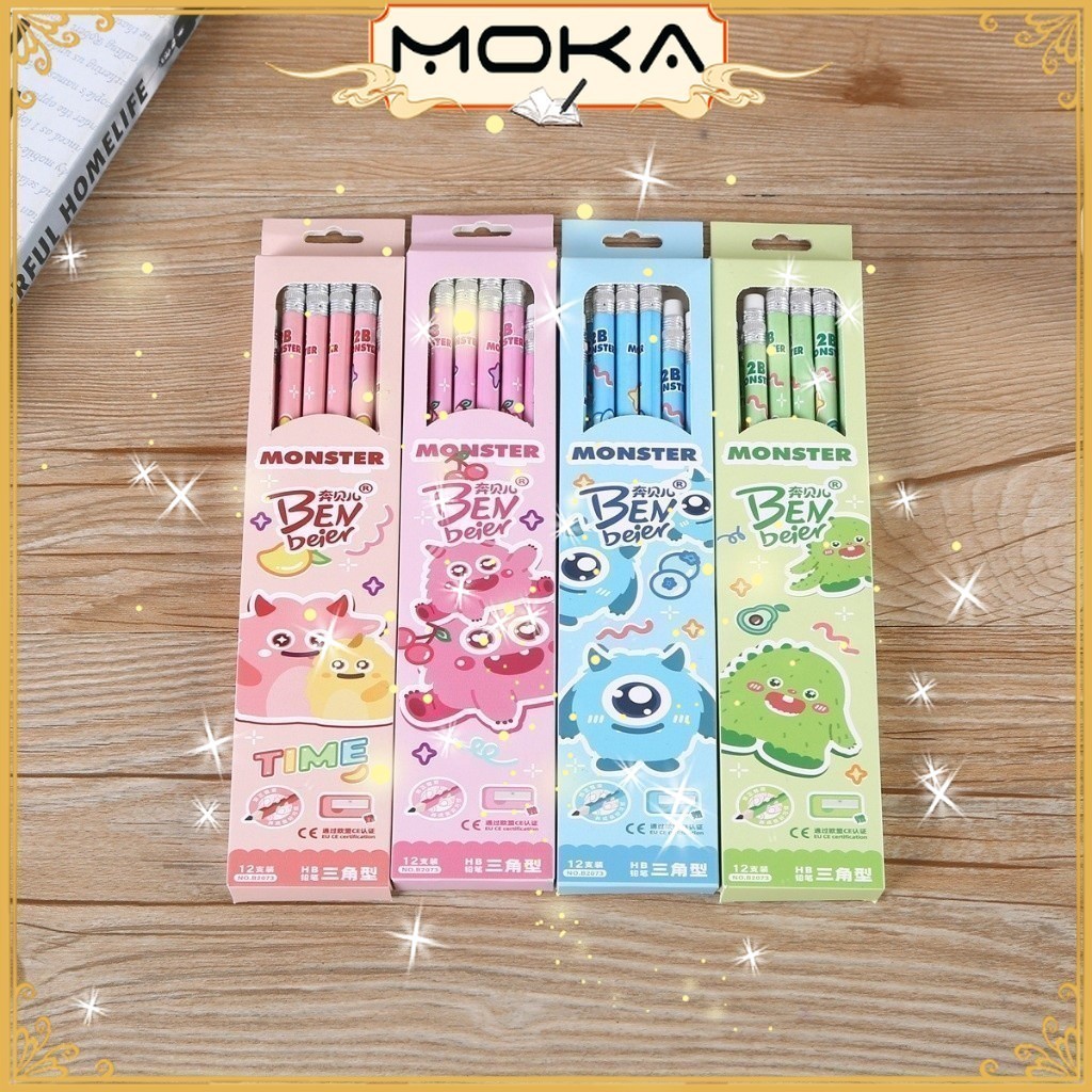 Jual MOKA 1 LUSIN (12PCS) PENSIL 2B MOTIF ASTRONOT & MONSTER LUCU ...
