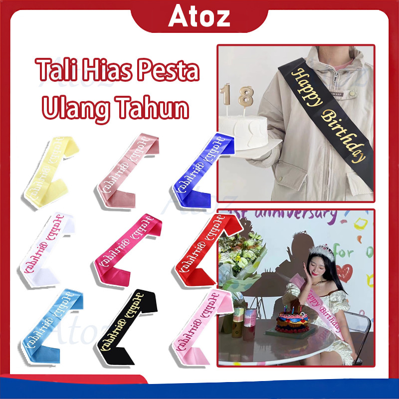 Jual selempang happy birthday / slempang ulang tahun / sash HBD ...