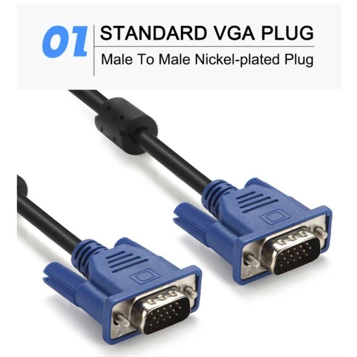 Jual Kabel VGA Male To Male 140 cm Monitor Komputer Proyektor Display ...