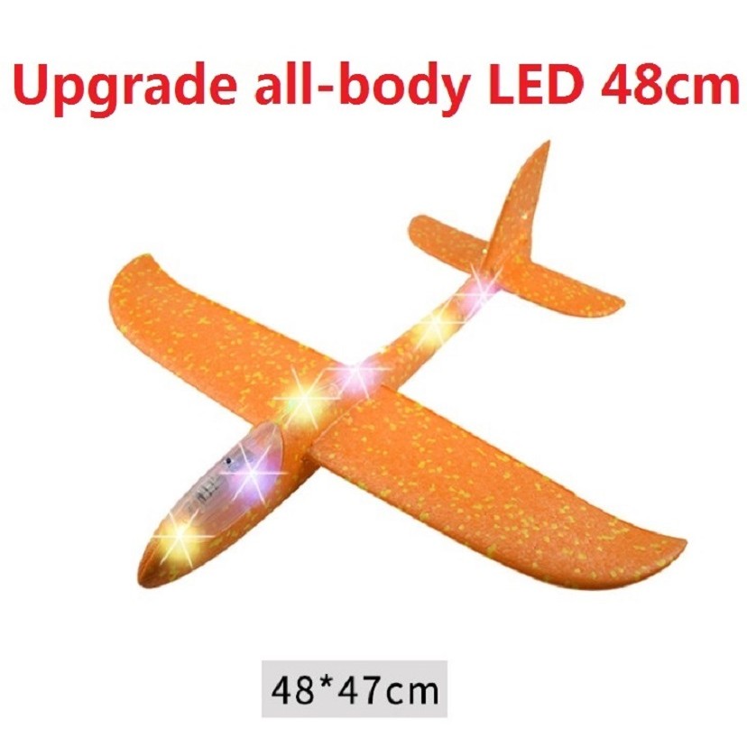 Jual Foam Hand Throwing LED Airplanes Toy 48cm LED Flight Mode Glider ...