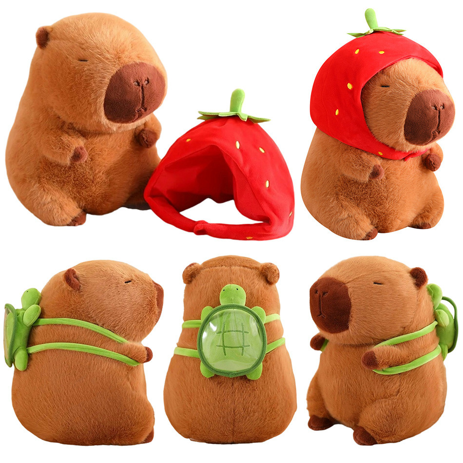 Jual Cute Capybara Plush Toy Kawaii Fluffy Capybara With Turtle Bag ...