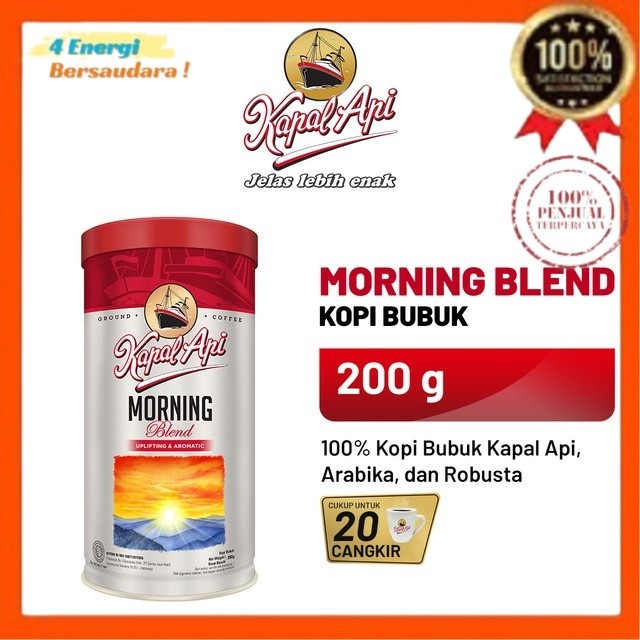 Jual Kopi KAPAL API Morning Blend - Bubuk Kopi 200 gr 4 Energi ...