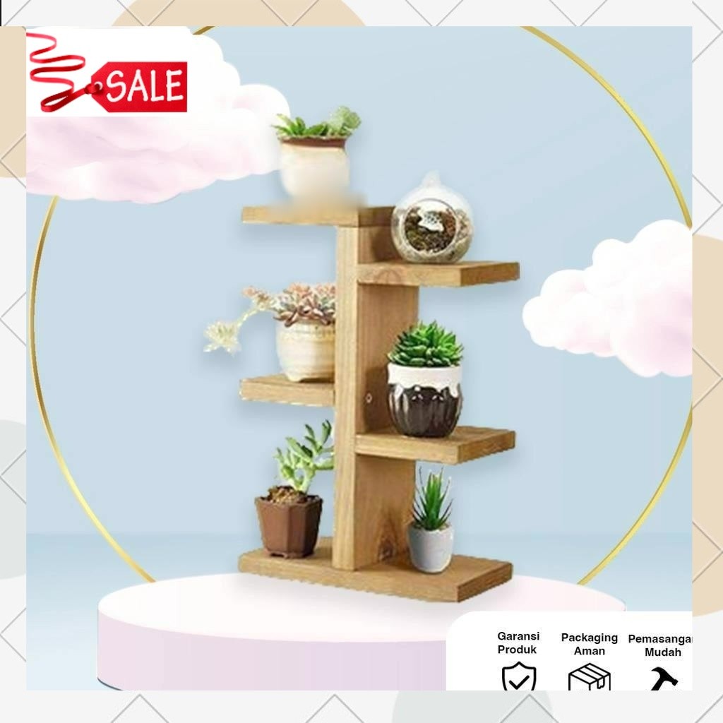 Jual TERLARIS rak bunga kecil kayu jati / rak hiasan meja / dekorasi ...