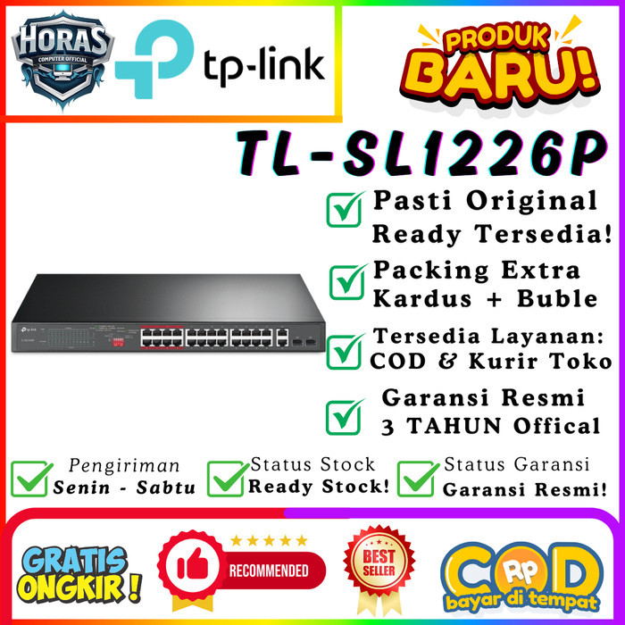 Jual TP-Link TL-SL1226P 26 Port Gigabit Unmanaged 250W PoE+ Switch ...