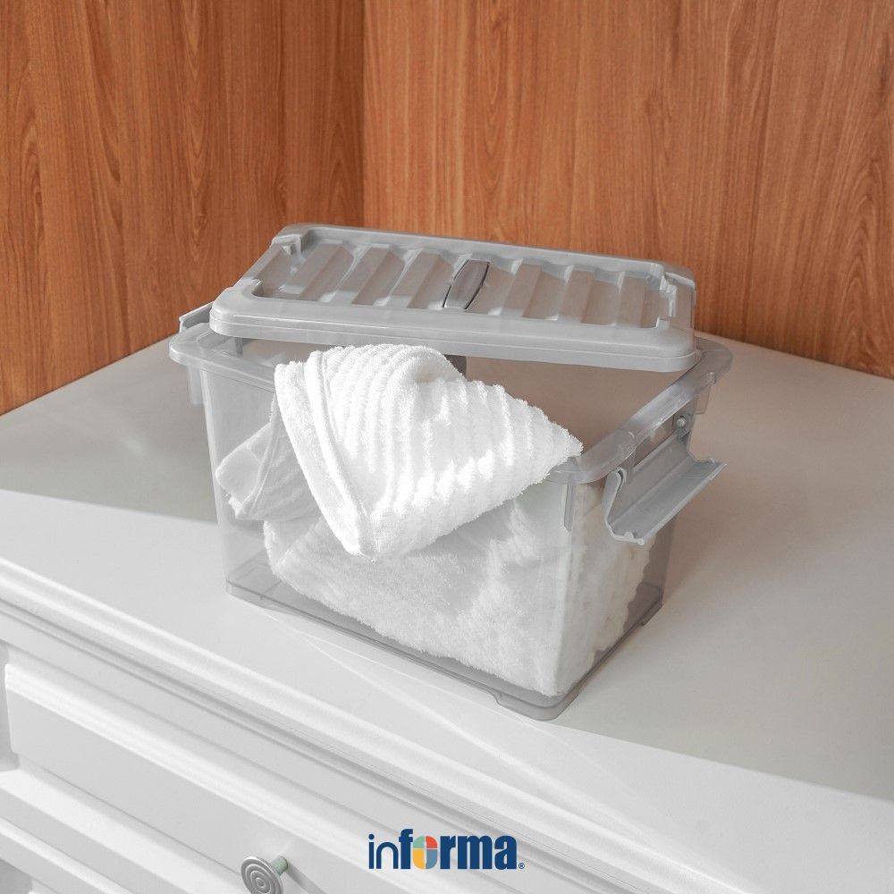 Jual Informa 26.5X18.5X17 cm Kotak Penyimpanan Dengan Tutup - Abu-Abu ...