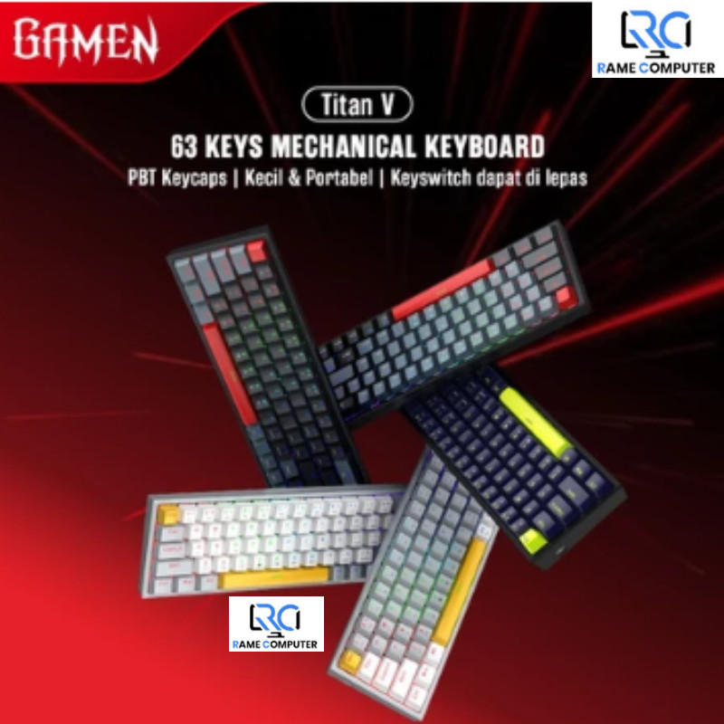 Jual Gamen Titan V Wired Gaming Keyboard 60% Mechanical Garansi Resmi ...