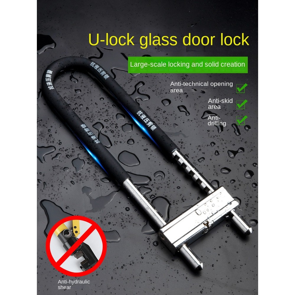 Jual Glass Door U-Shaped Lock Shop Double Door Office Machinery U ...