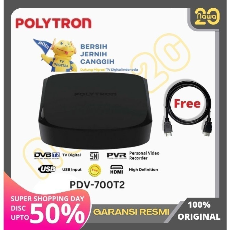 Jual POLYTRON STB PDV 700T2 DIGITAL TV PDV700T2 DVB T2 ORIGINAL ...