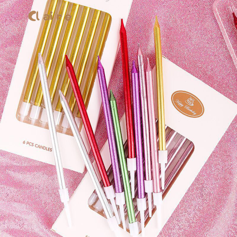 Jual 【Ready】6Pcs/ Set Lilin Pensil Ulang Tahun Berwarna Batang Panjang ...